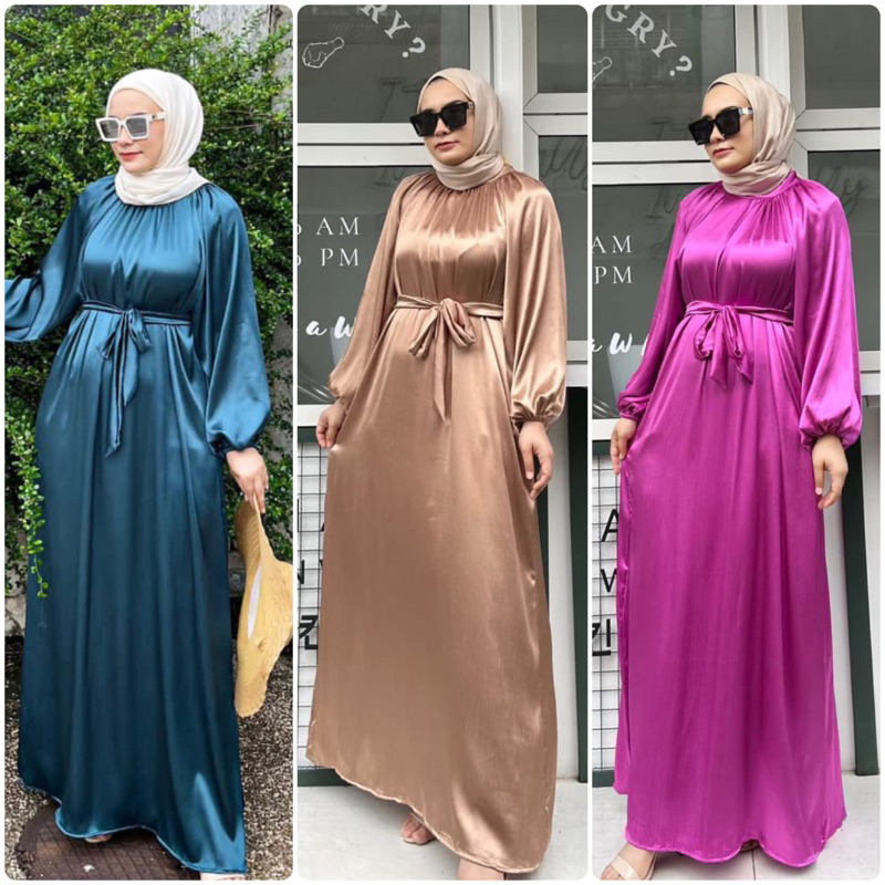 Long sleeves Maxi Dress Viral Jubah Abaya Shining/Abaya Satin Neelofa ...