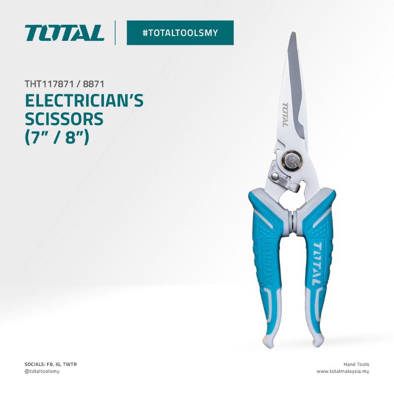 (Ready Stock)TOTAL Electrician’s Scissors 电工剪刀 7'' - THT117871 | Shopee ...