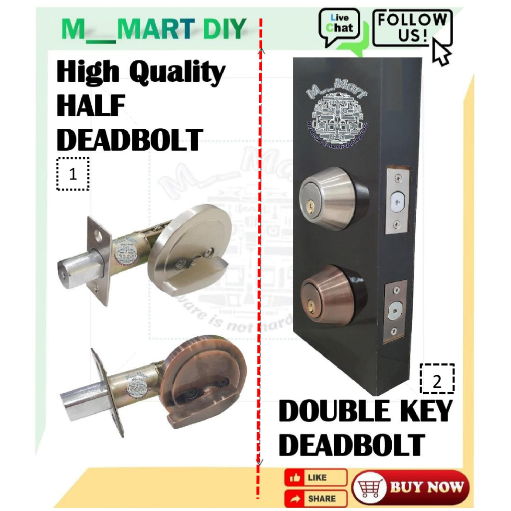 DIY Cylinder SS / AC Deadbolt Half (Without Key)半边柱锁/ Double ( With key ...