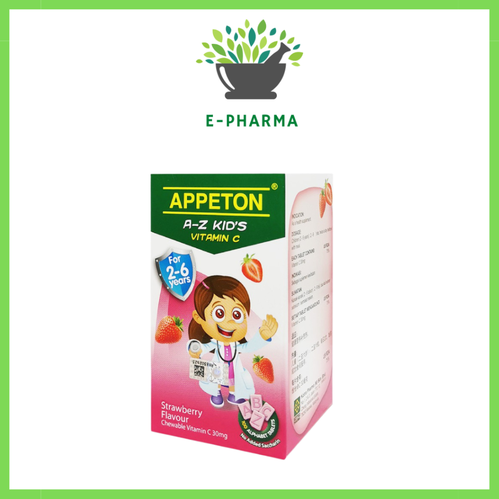 Appeton A-Z kids Vit C 30mg Strawberry 100s | For Kids 2-6 yrs old ...