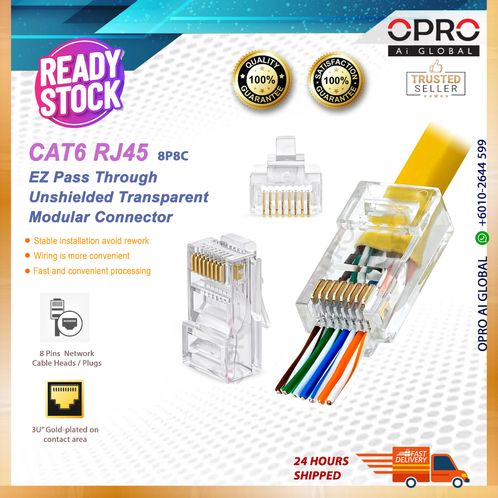 [TEST PASSED] RJ45 CAT6 EZ Pass Through Unshielded Modular Plug ...