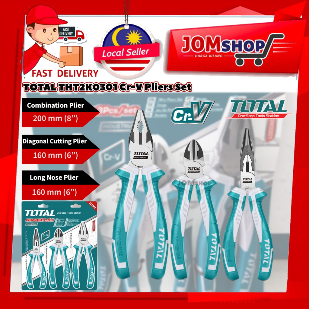 Total Pliers Set (3 Pcs) THT2K0301 / Total THT2K0301 钳套 3pcs Cr-V ...