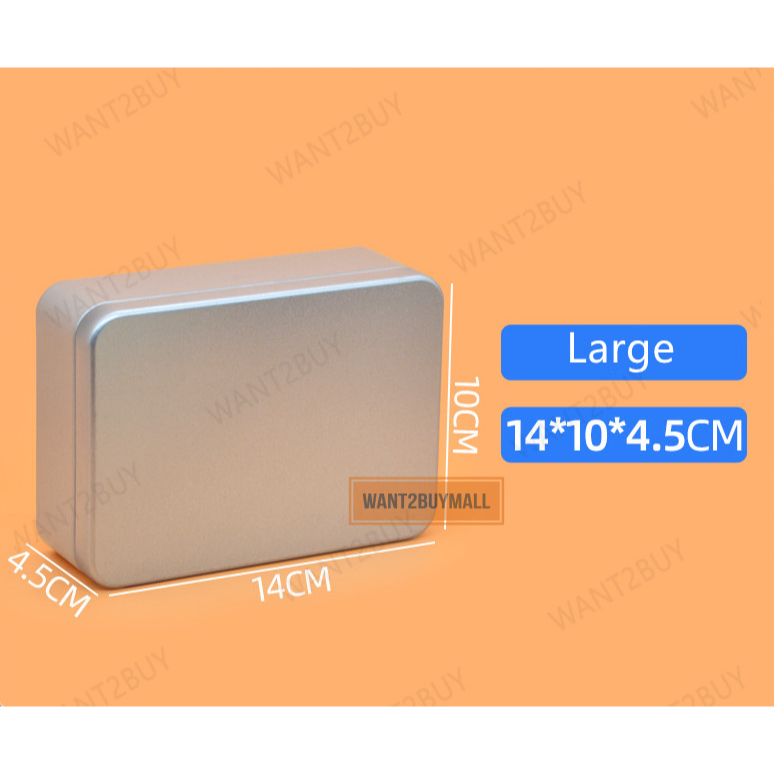 🇲🇾 3 Size Rectangle Empty Candy Metal Tin Box Flip Storage Box Case ...