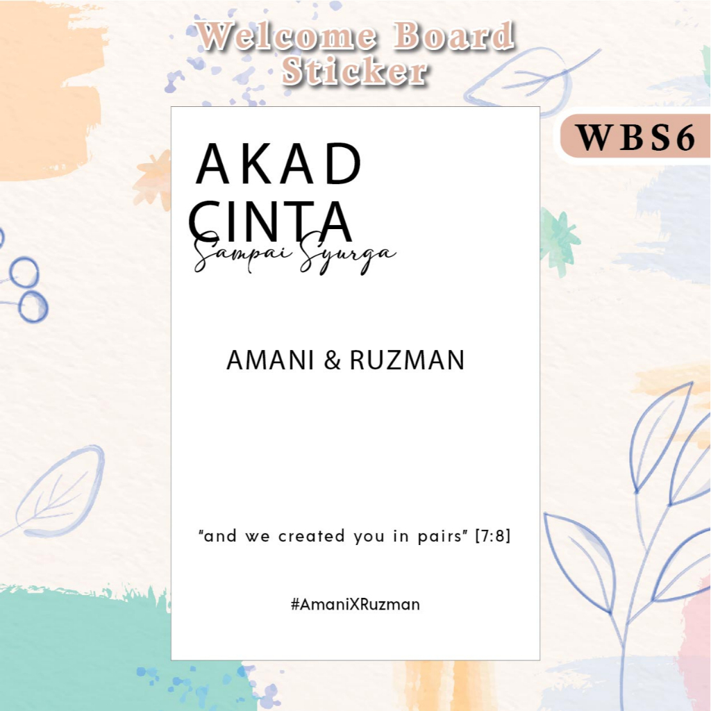 Sticker Welcome Board Wedding Mirror Cermin Custom Diy 2 | Shopee Malaysia