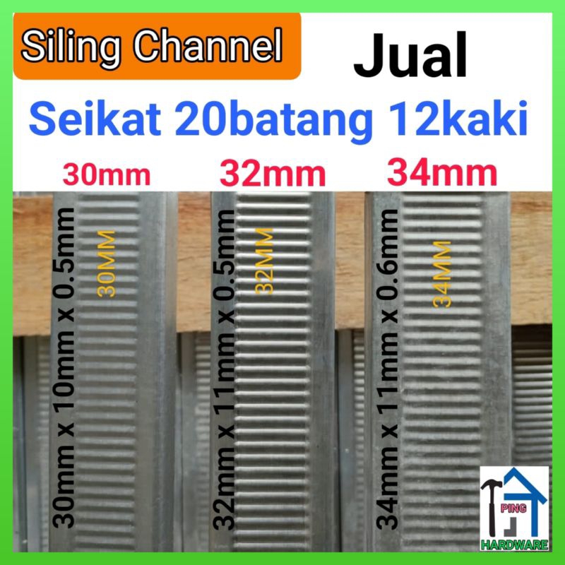 12Feet(20pcs-80pcs) Plaster Siling Channel / c channel (Ceiling)/ Besi ...