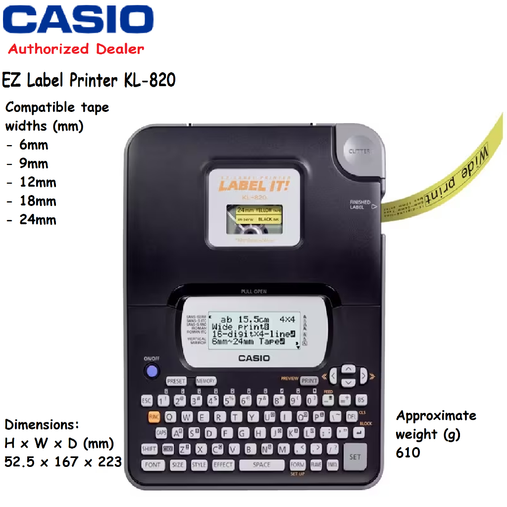 Casio EZ Label Printer KL-820 6mm 9mm 12mm 18mm 24mm | Shopee Malaysia