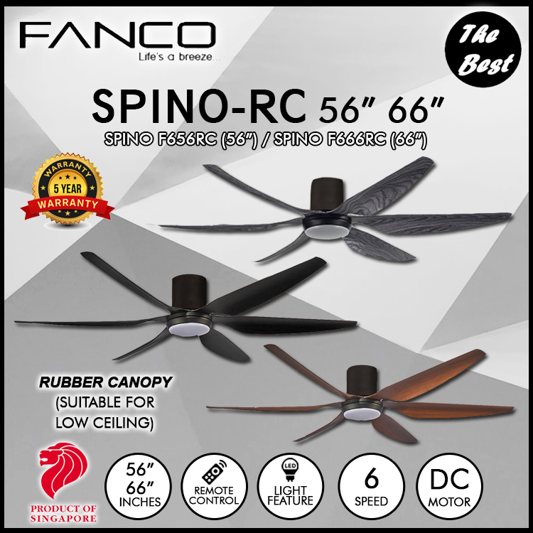 FANCO SPINO RC 56 / 66 Inches DC Motor 3C Light 6 Blade Remote Control ...