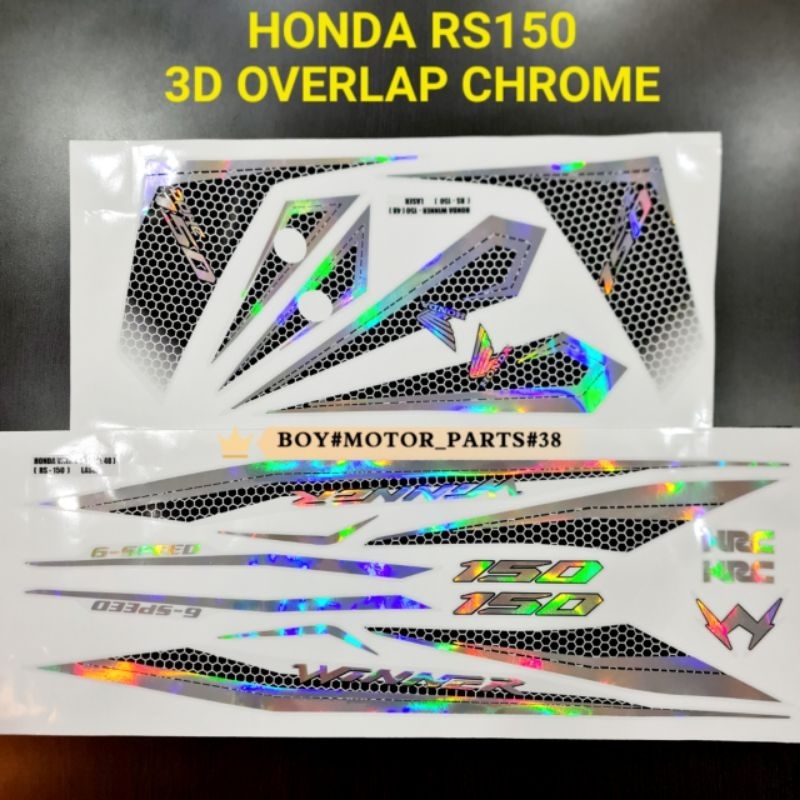 RS150 WINNER BODY STICKER 3D CHROME OVERLAP ( READY STOCK ) | Shopee ...