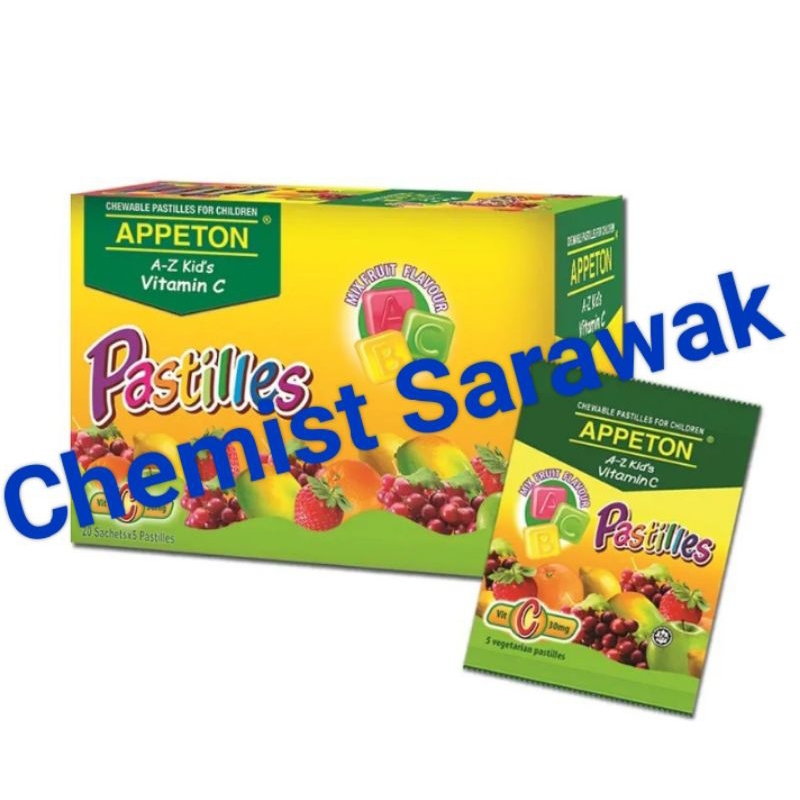APPETON A-Z Kids Vitamin C Pastilles 20 Sachets × 5's Pastilles (Mix ...