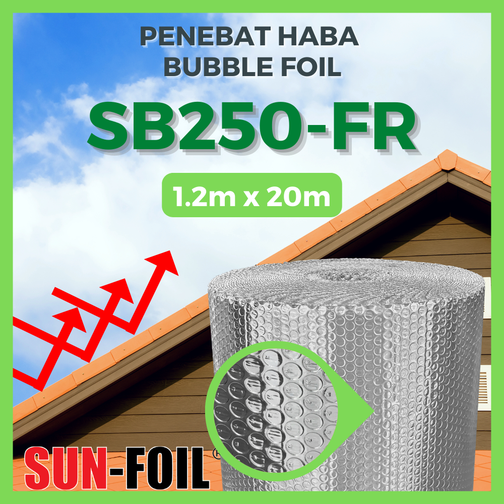 SUNFOIL SB250-FR [20m] Bubble Foil Series Bubble Aluminium Foil Penebat ...