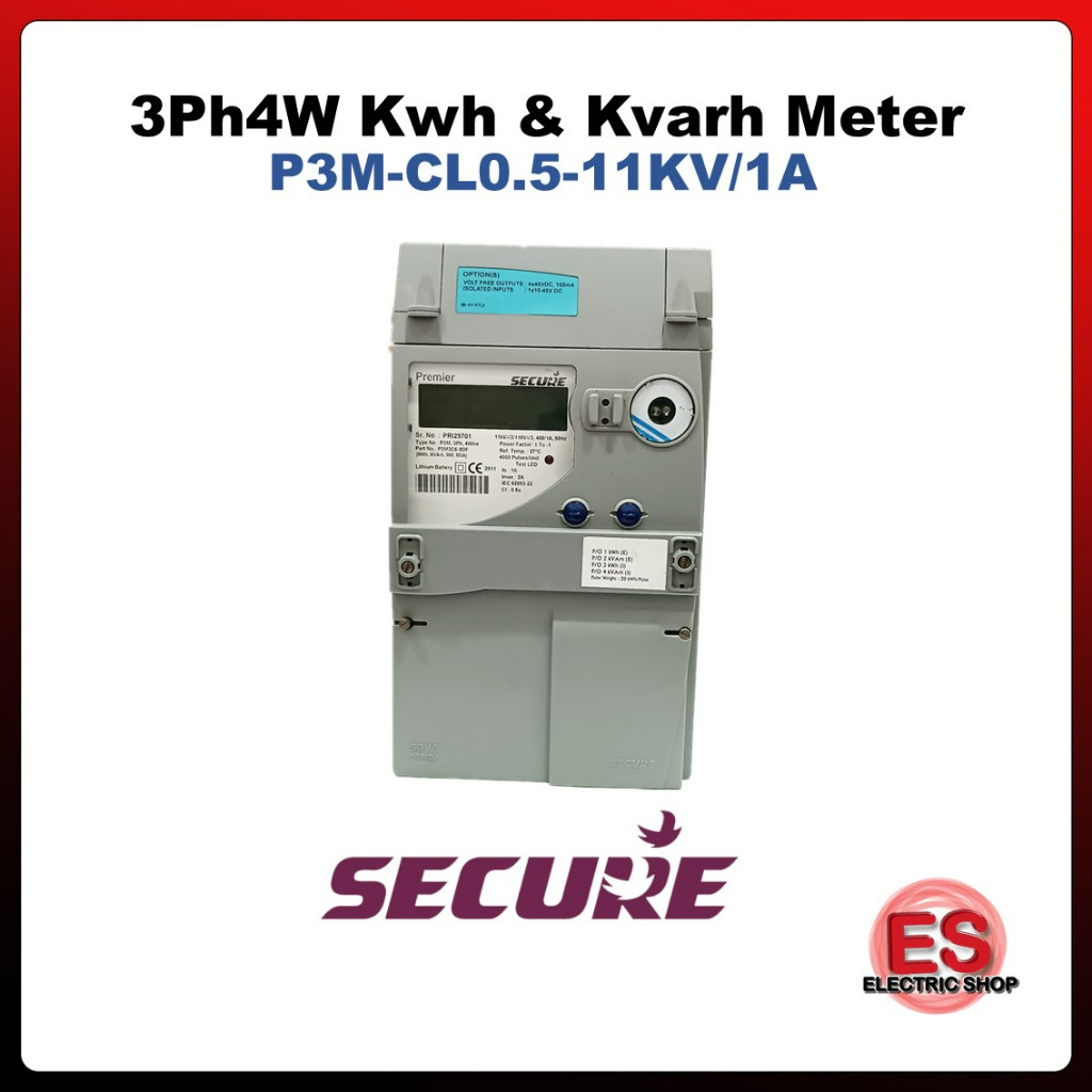 Secure PRI 3Phase 4Wire Kwh & Kvarh Meter, Type: P3M, CL0.5, In: xx/1A ...