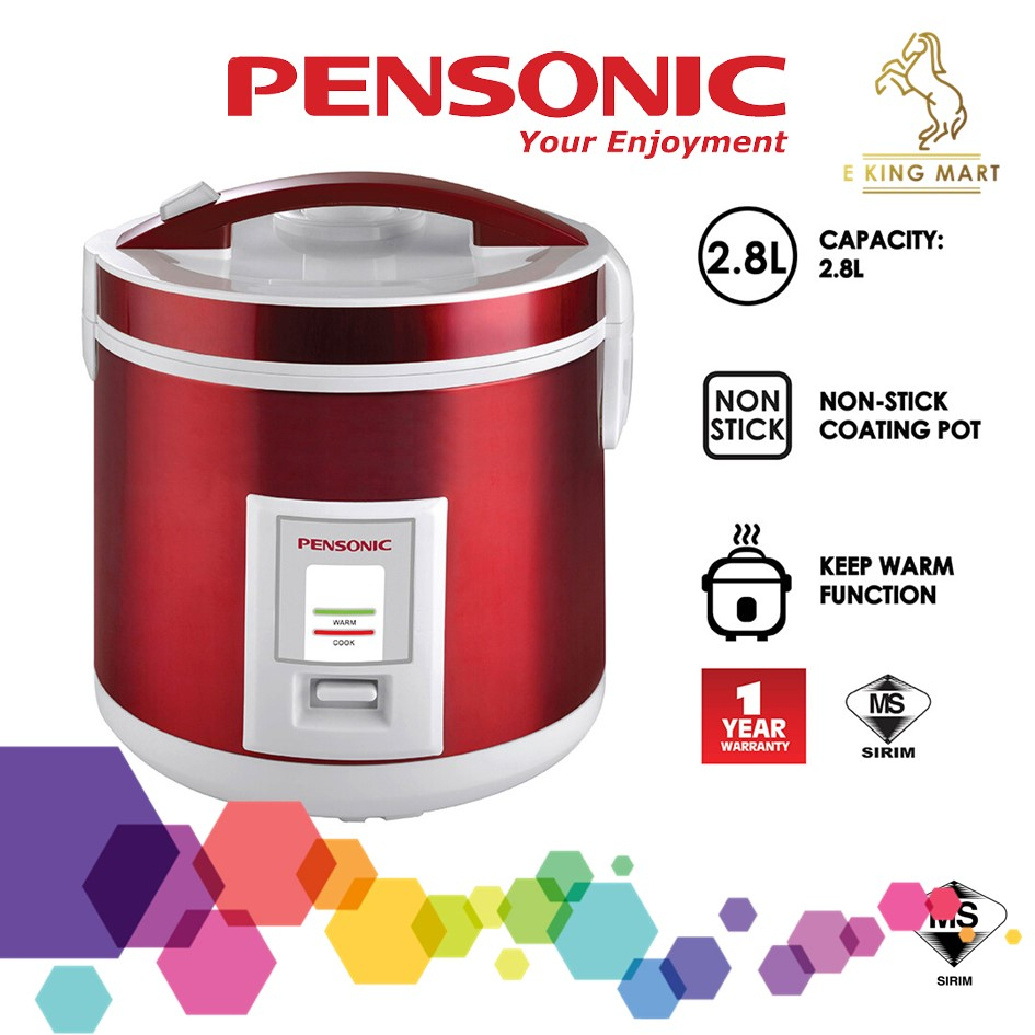 Pensonic Big 2.8L Jar Rice Cooker Premium RED PSR-2802 With Steam Tray ...
