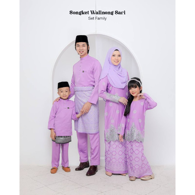 MASROM BOUTIQUE / SET FAMILY SONGKET WALINONG SARI LILAC | RAYA 2024 ...