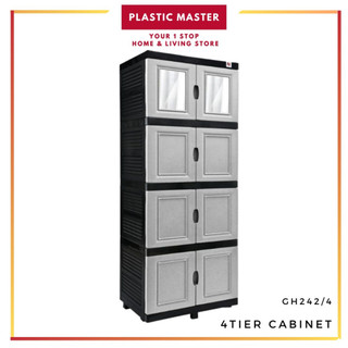 4 Tier Plastic Drawer Storage Cabinet With Mirror Wardrobe Kabinet ...