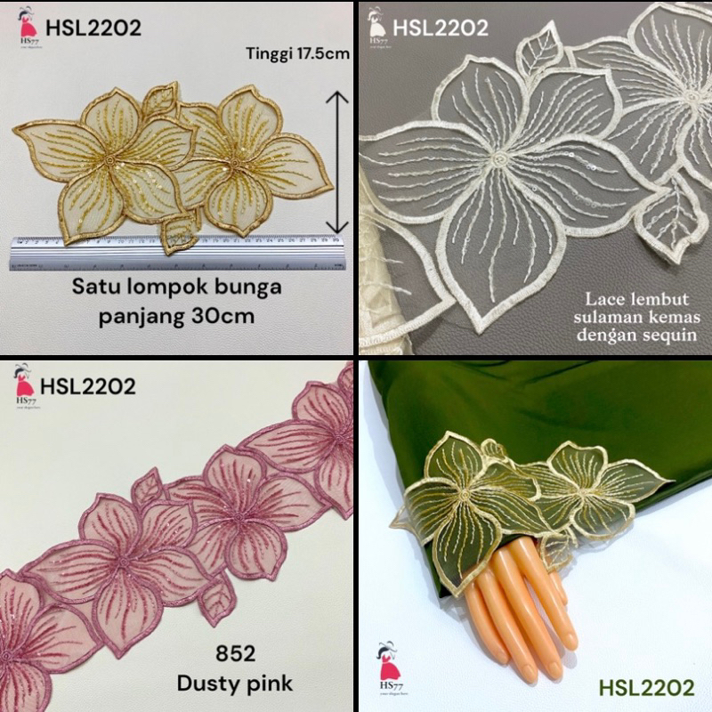 [ 50cm ] Boder Lace / Flower Patch Lace / Trimming Lace / Lace Abaya ...