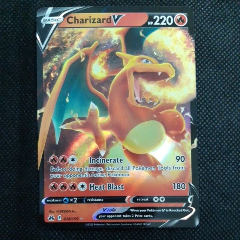 Pokemon Card TCG : Crown Zenith: Charizard V 018/159 Ultra Rare 100% Original Pokemon Card ...