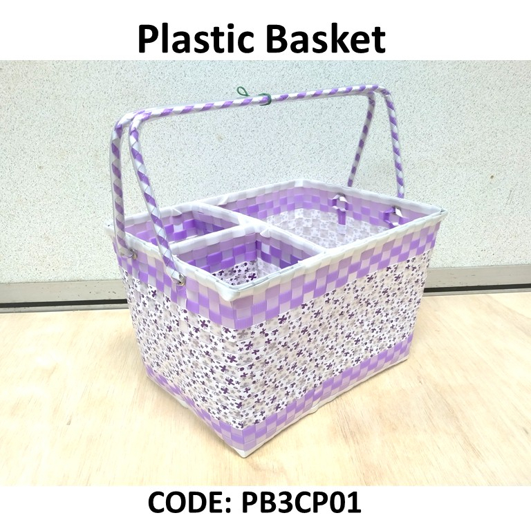PLASTIC BASKET WITH HANDLE & VARIETY COLORS. PLASTIK BAKUL ANYAMAN ...