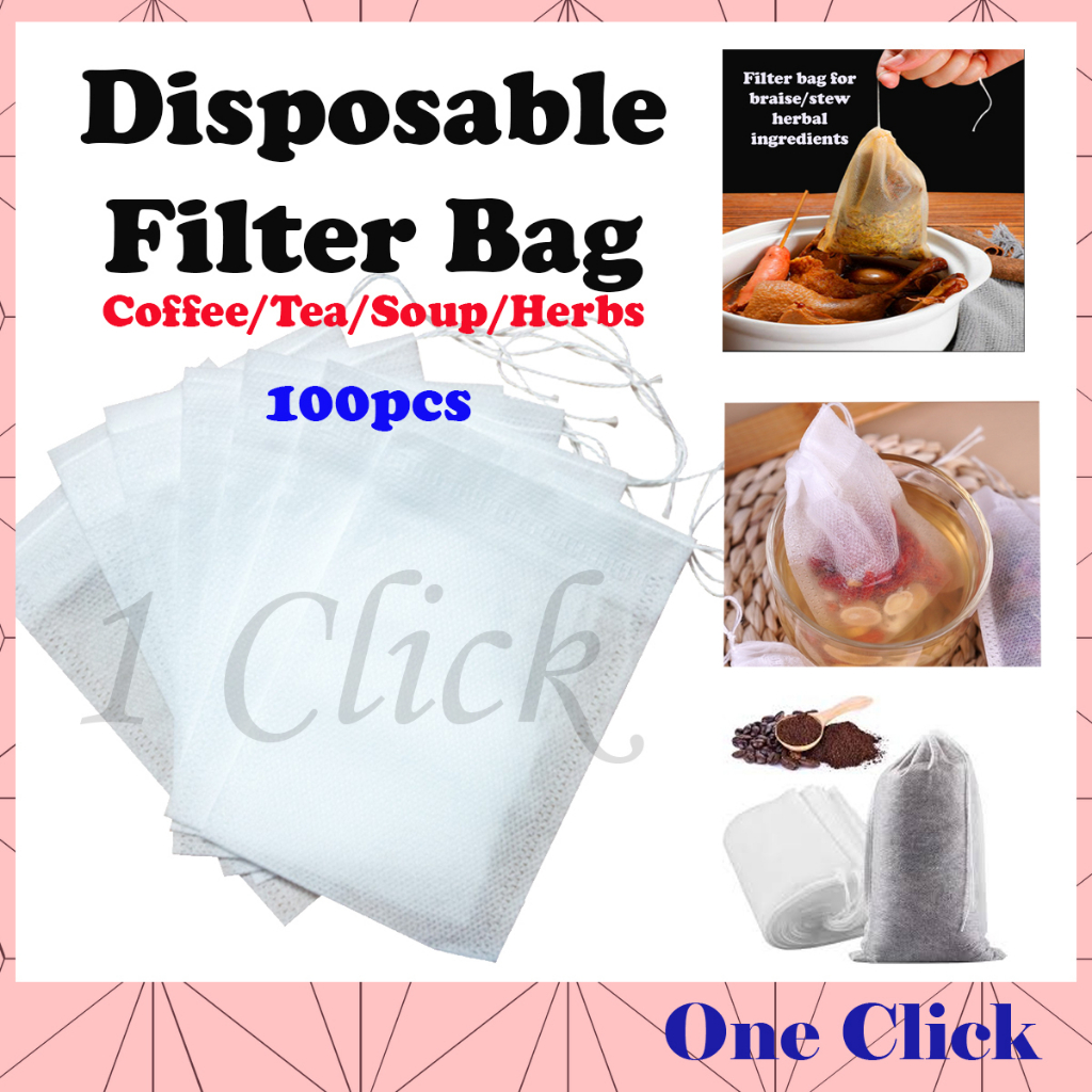 100Pcs Disposable Tea Bag Filter Coffee filter drawstrings seal Soup ...
