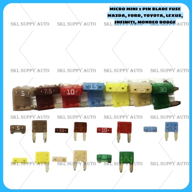 Pec Micro Mini 2 Pin Blade AFM ATR Fuse Car Automotive Mazda Ford ...