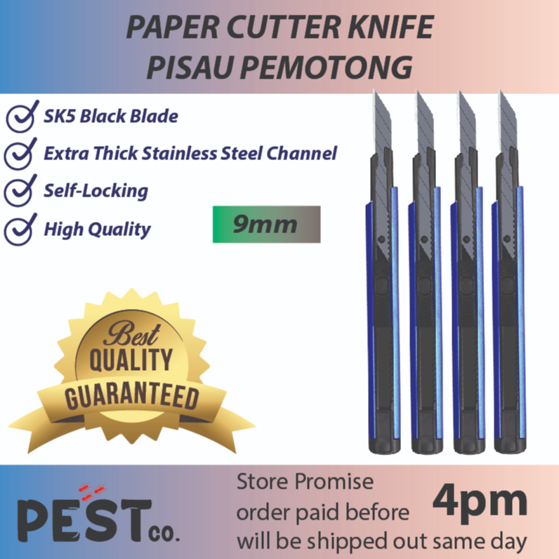 9mm Utility Cutter Knife Heavy Duty Small Cutter Black Blade Office School Workplace Mata Pisau ...