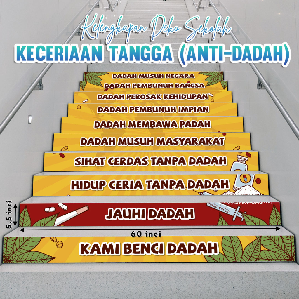 (1 DAY SHIP) Banner Hiasan Tangga PPDa Sekolah Ceria - BBM / PAK-21 (TEBAL / KALIS AIR / CETAKAN ...