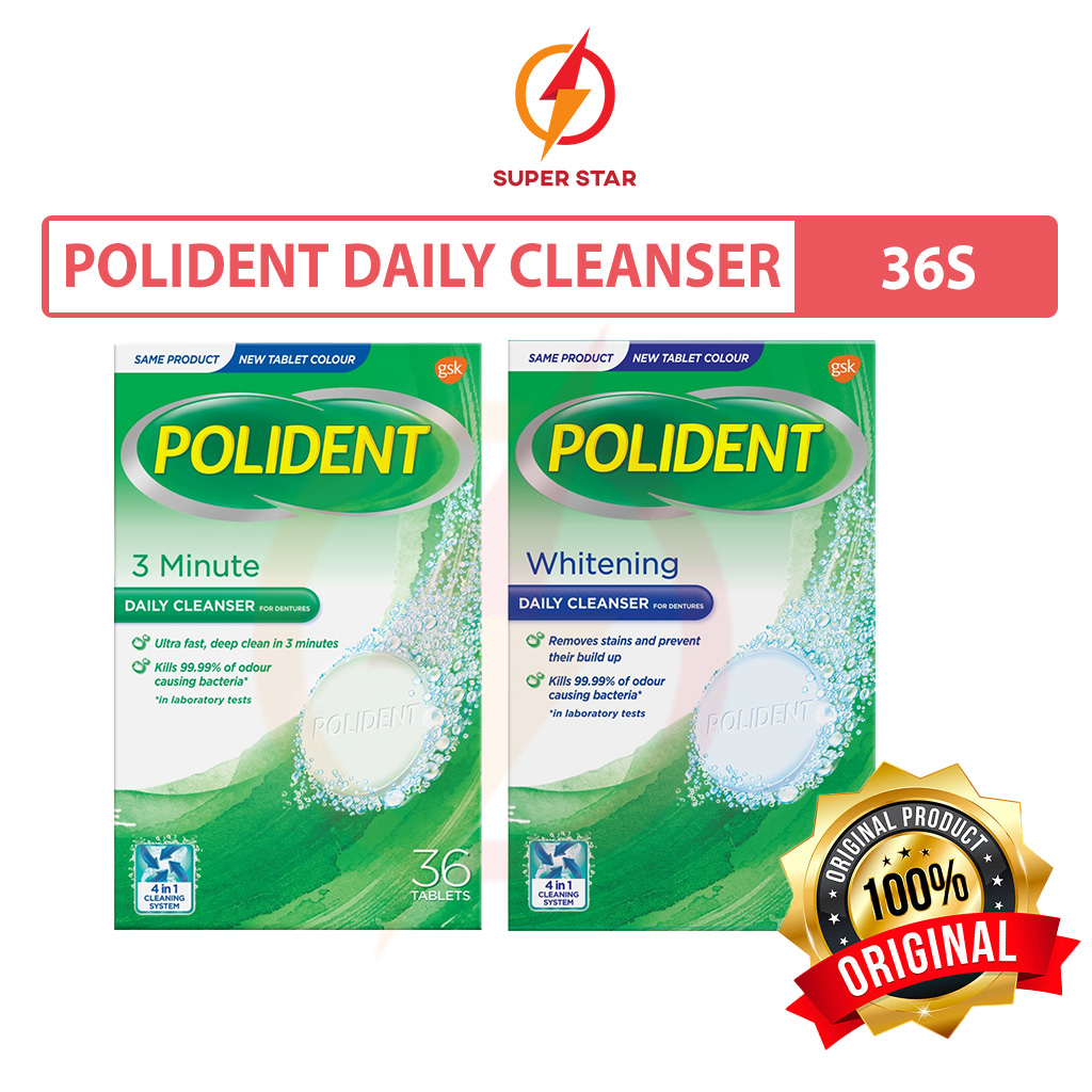 Polident Denture and Retainer Cleaning Tablets, 3 Minute Daily Cleanser ...