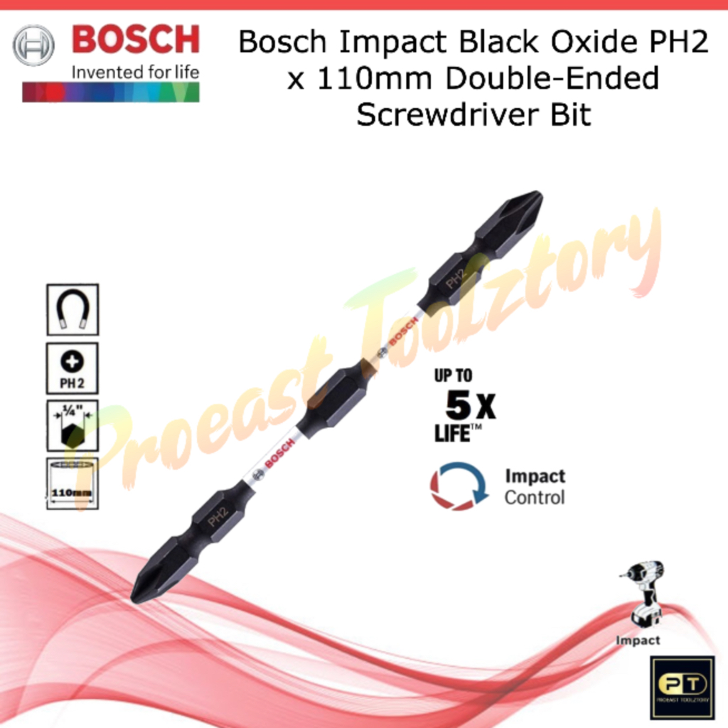 Bosch Impact Black Oxide PH2 x 110mm Double-Ended Screwdriver Bit VT | Shopee Malaysia