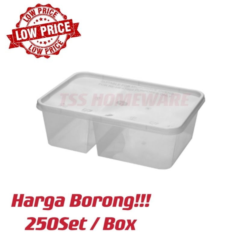 MICROWAVABLE RECTANGULAR 2 COMPARTMENTS CONTAINER FR750-2C (750ML ...
