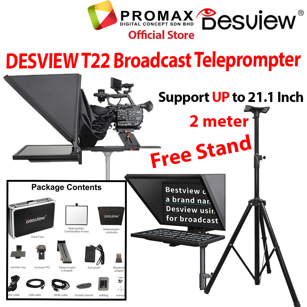 Besview Desview T22 Teleprompter Set with 21.5" Monitor with Remote ...