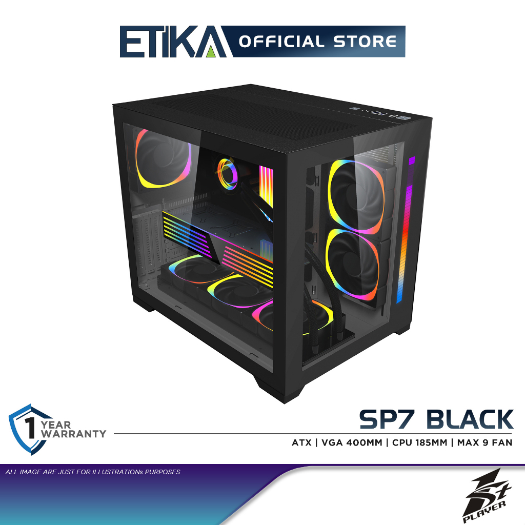 1st Player SP7 Black | Standard ATX Side Tempered Glass PC Gaming ...