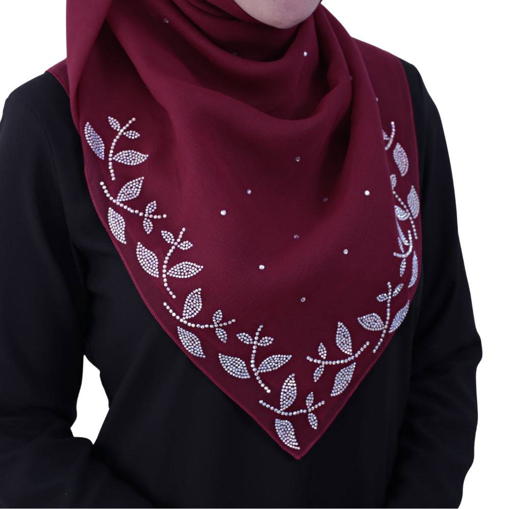 [HIDAYU PREMIUM] Fallen Leaf Tudung Bawal Cotton Batu Manik Tabur ...