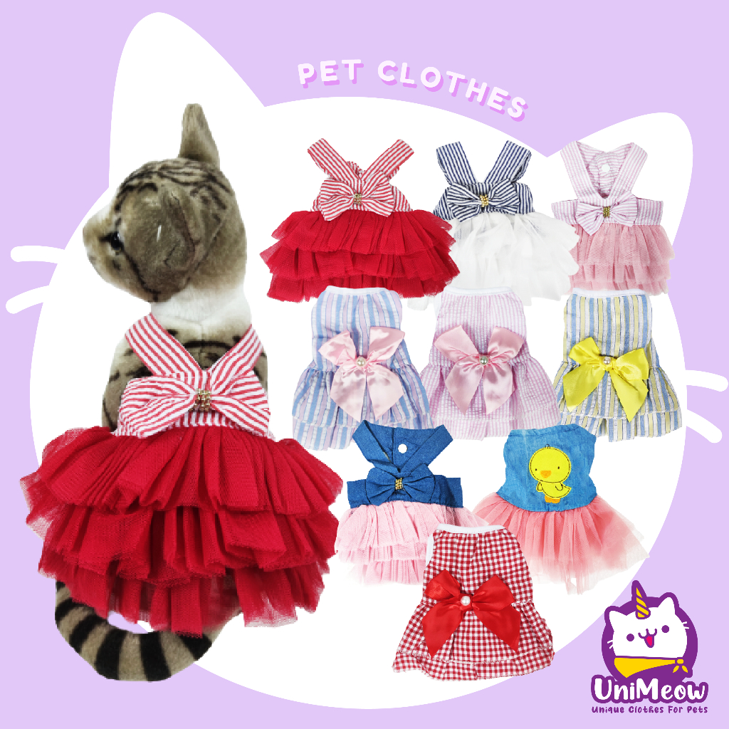 UniMeow Gauze Dress Cat Clothes Cat Shirt Dog Shirt Pet Clothes For Cat ...