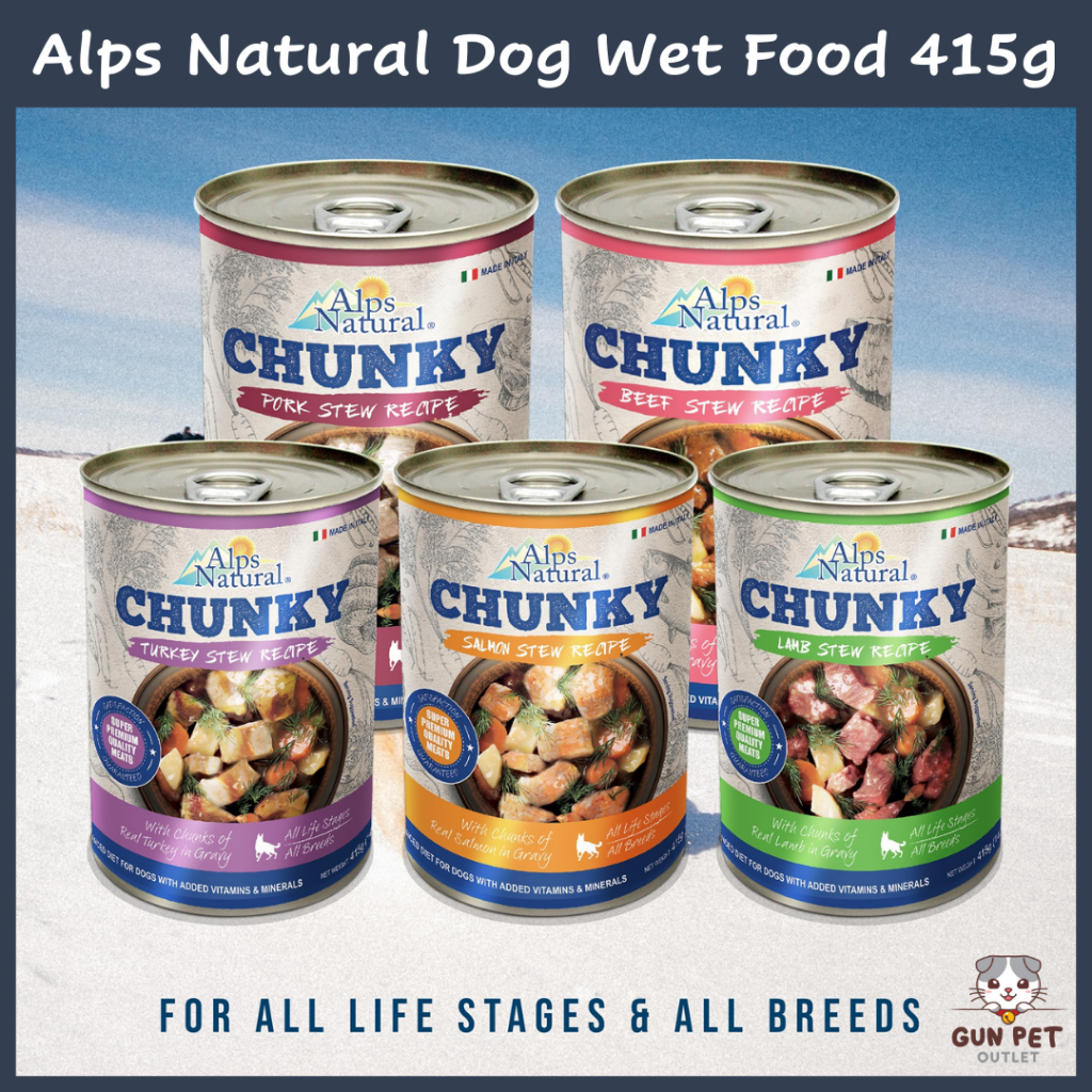 GUN PET Alps Natural Pureness Dog Canned Food 400g Chunky Wet Food ...