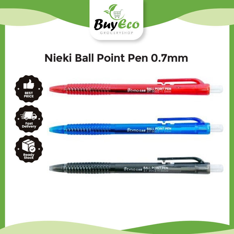 Nieki Ball Point Pen 0.7mm ST-9002 (Red, Blue Black) | Shopee Malaysia