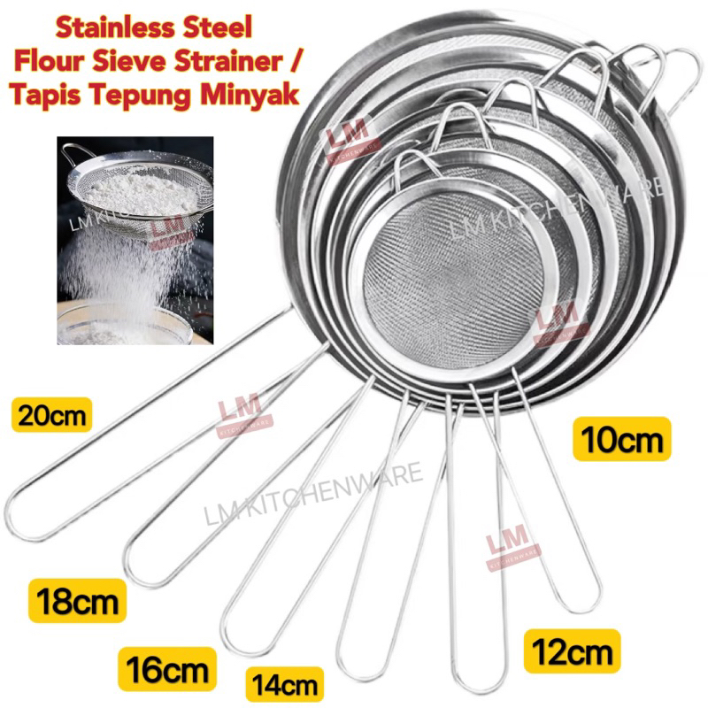 STAINLESS STEEL STRAINER / FLOUR SIEVE / FINE MESH FLOUR STRAINER ...