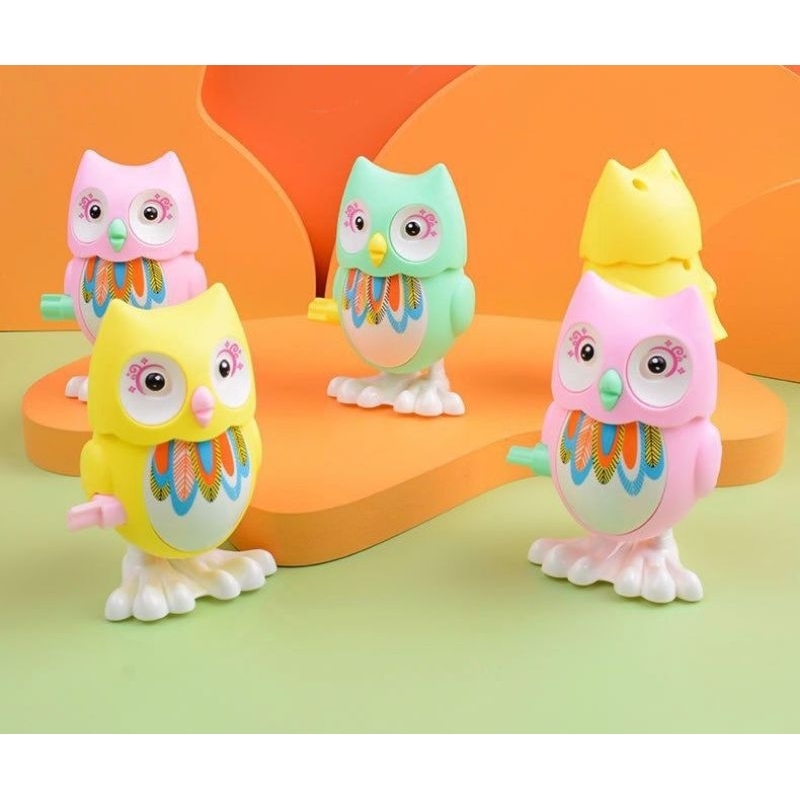CUTE CARTOON CLOCKWORK ANIMAL OWL WIND UP WALKING N JUMPING FOR KIDS ...