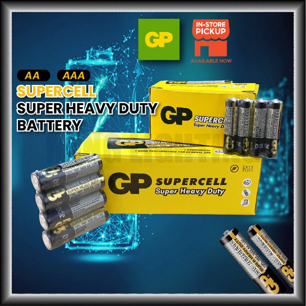 GP AA AAA Battery 1.5V Supercell Heavy Duty Bateri Cell Mainan Remote ...