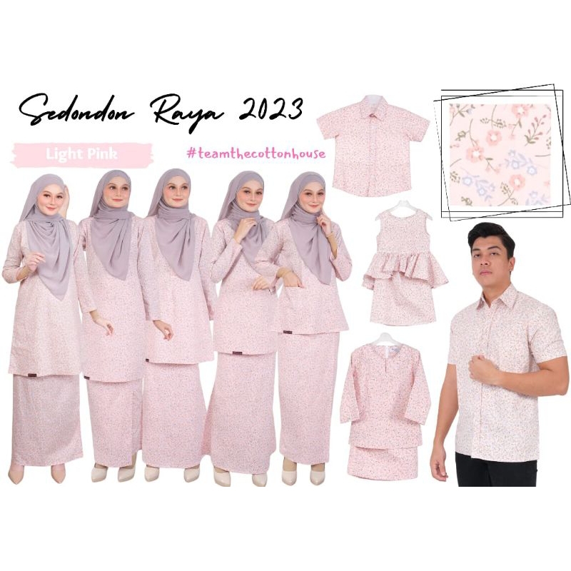 Baju Kurung Raya Cotton Sedondon Family Baby Light Pink | Shopee Malaysia