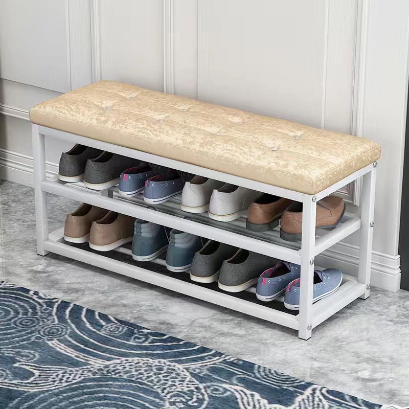 [READY STOCK] 2-Tier Metal Shoe Bench - 90cm (Coffee) | Shopee Malaysia