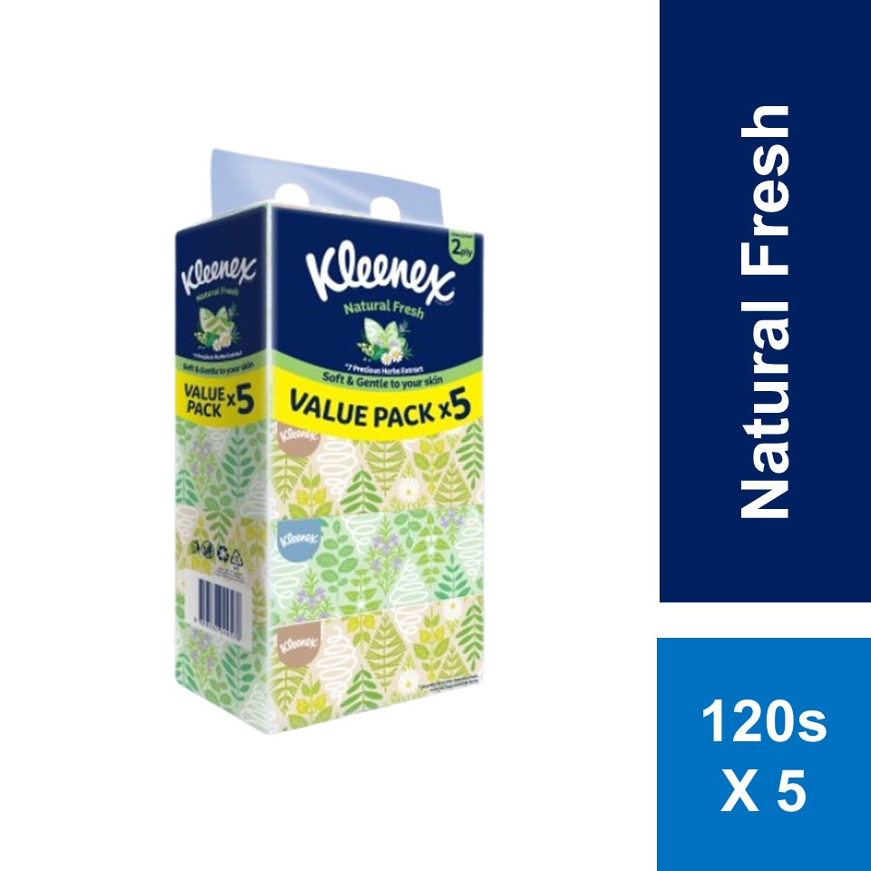 Kleenex Facial Tissue Box Natural Fresh - 2 PLY (120's x 5 boxes ...