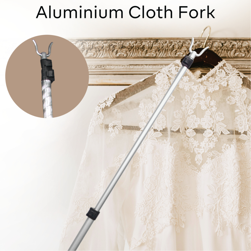 Clothes Fork Rod Aluminum Clothes Rod Cangkuk Baju Aluminum Penyepit ...