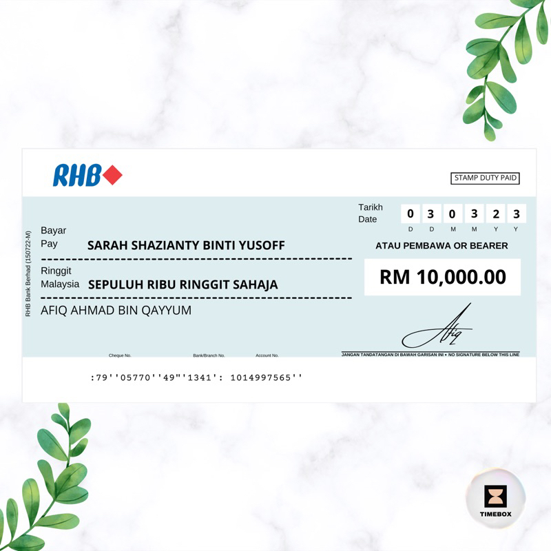 Mock Cheque / MockUp Cheque / Replika Cek SOFTCOPY SAHAJA (PDF & PNG ...