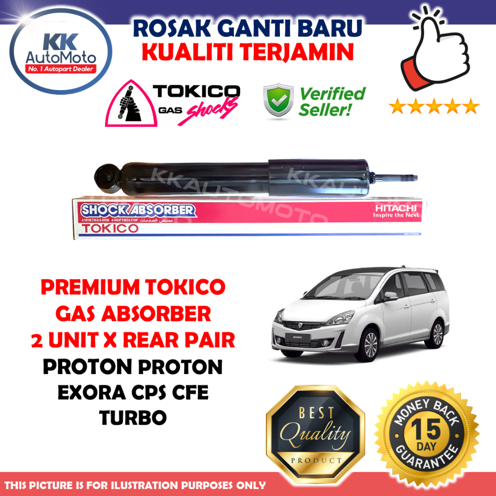 Proton Exora CPS CFE Turbo Bold RC Premium Tokico 1 Pair Rear Shock Absorber Gas Belakang ...