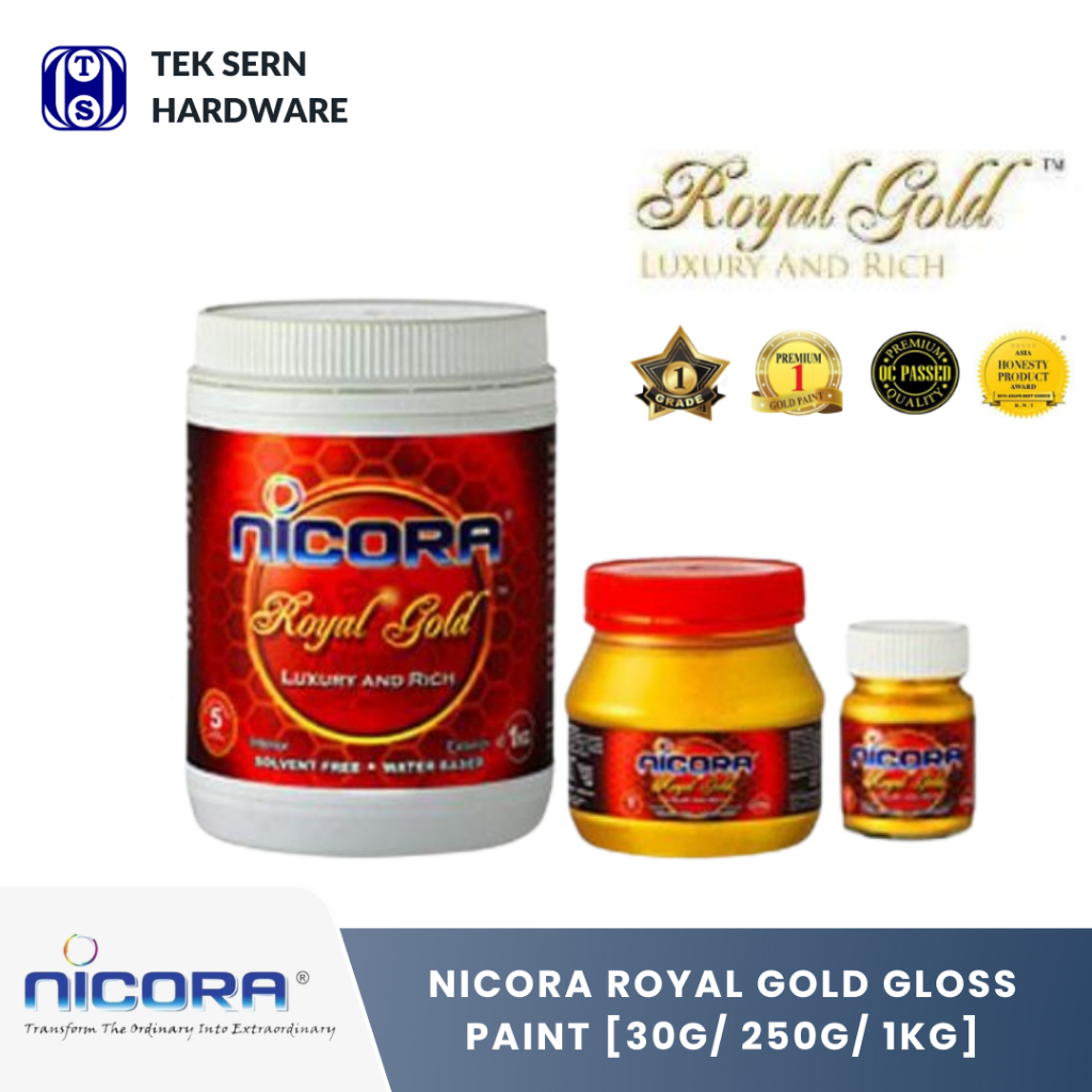 *1KG* NICORA Water Borne Royal Gold Paint/ Sparkling Gold Paint/ Warna ...