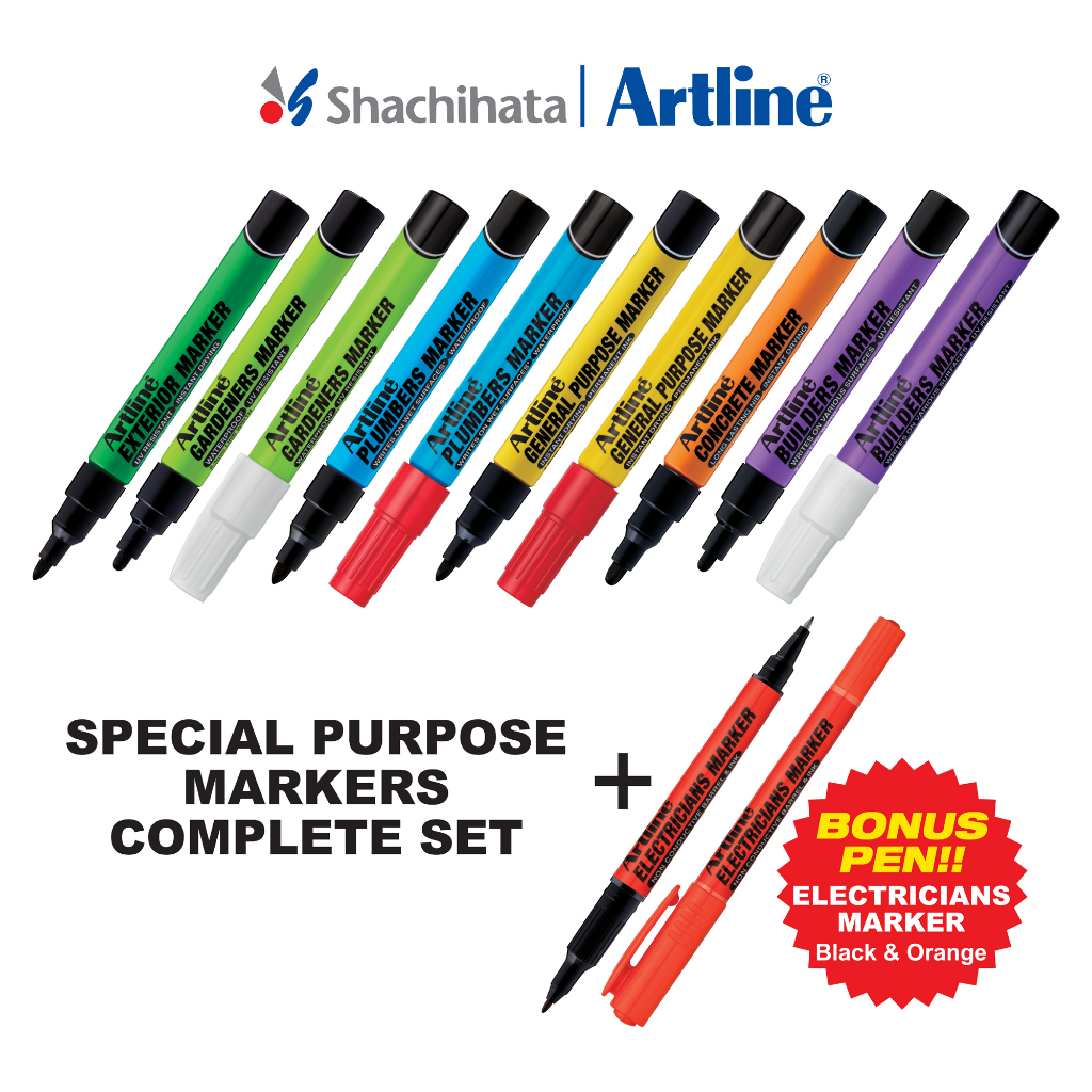 Artline Special Purpose Marker for Any Job Complete Set [Free 2 Pens ...