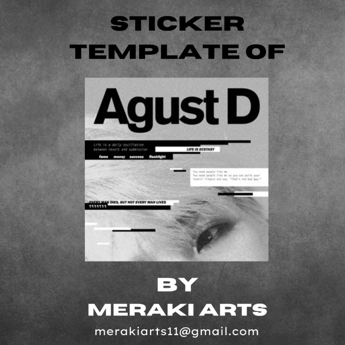 BTS Suga Agust D Album Stickers, 11 Designs Editable Digital Stickers ...
