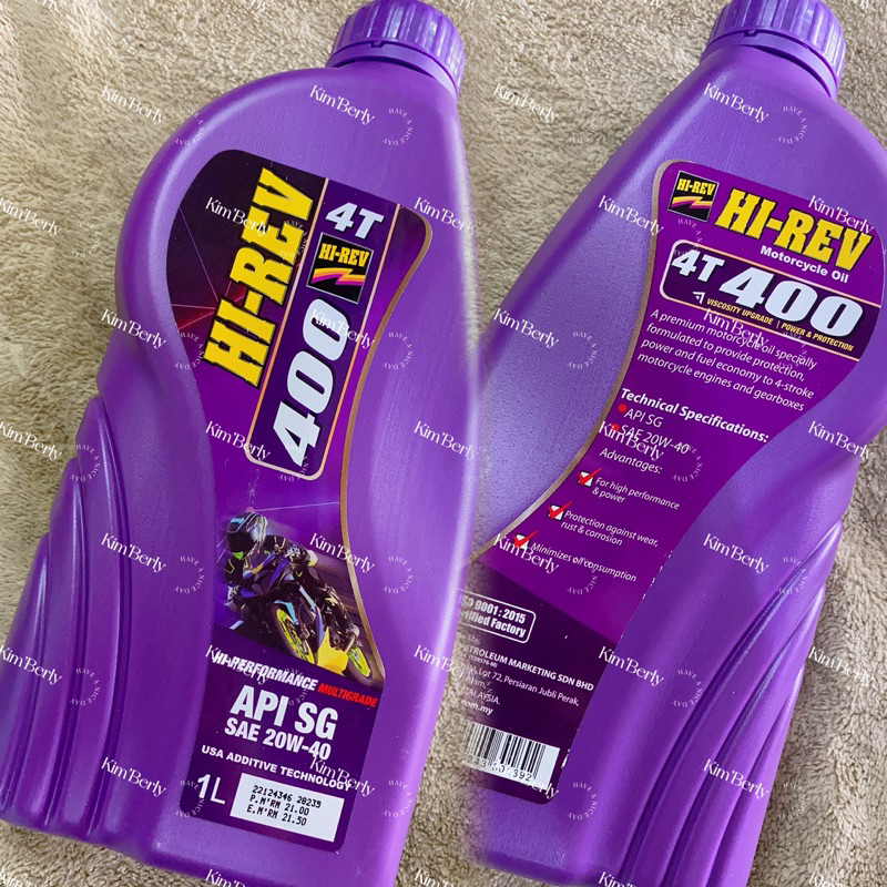 Hi Rev 400 4T 20W-40 API SG (1 Litre) | Shopee Malaysia