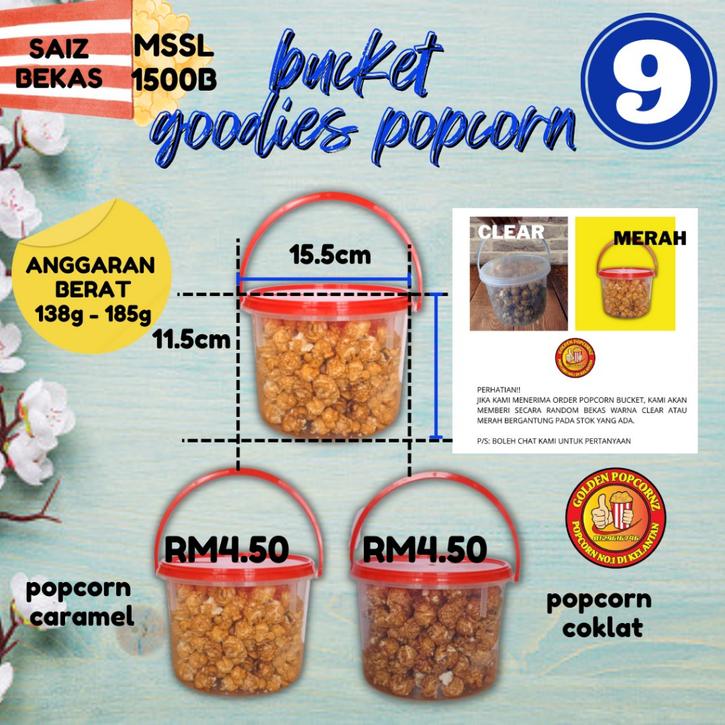 GOODIES DOORGIFT POPCORN BUCKET MSSL1500/DOORGIFT WEDDING KAHWIN AQIQAH ...