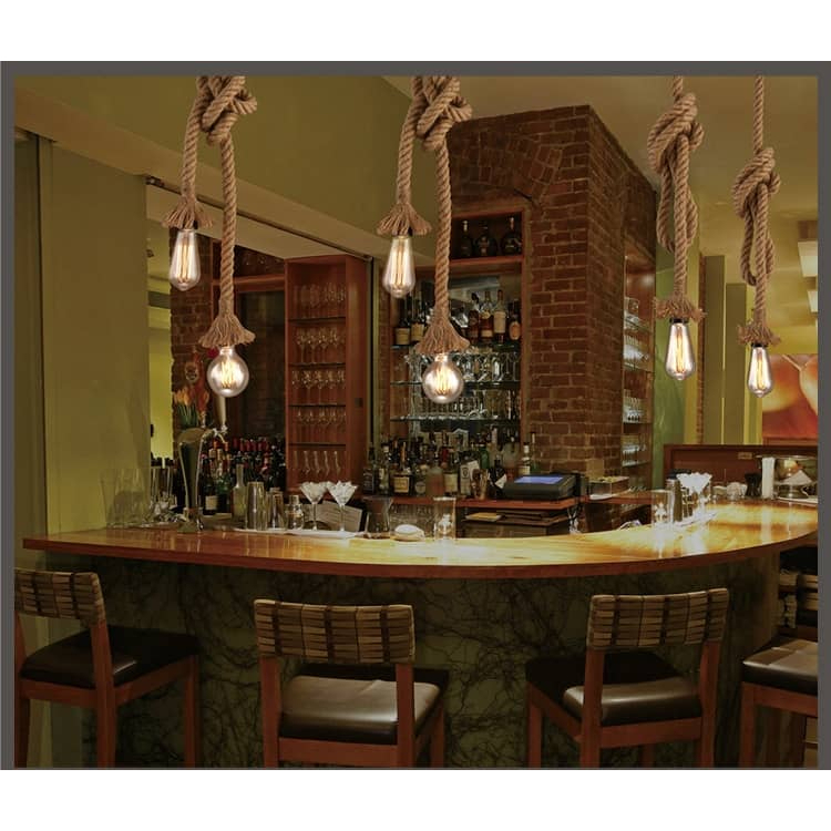 Retro Vintage Hemp Rope Lamp Holder Pendant Ceiling Light 100CM E27 ...