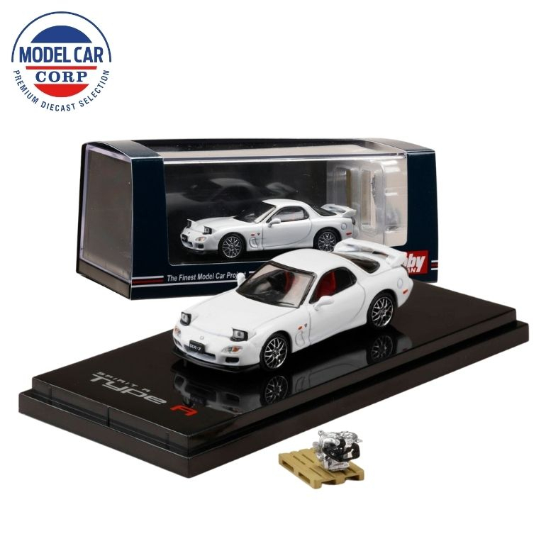 HobbyJapan MAZDA RX-7 (FD3S) SPIRIT R TYPE A with Engine White -HJ642007DW Scale: 1/64 Model Car ...